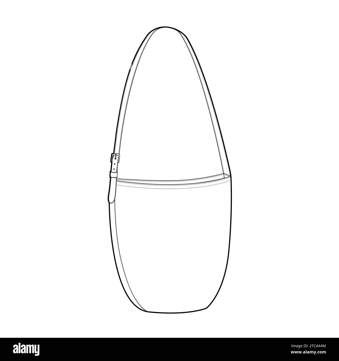 Slim Saddle Bag with curved lines hobo silhouette bag. Fashion ...