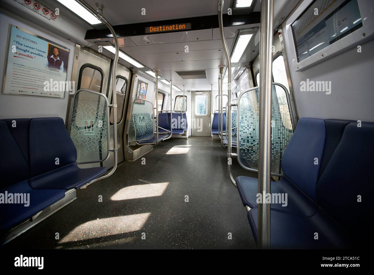 Inside the Washington DC area Metro cars - empty during mid-morning ...