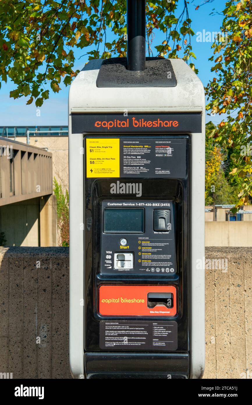 Capital bikeshare payment machine at a metro station just outside ...
