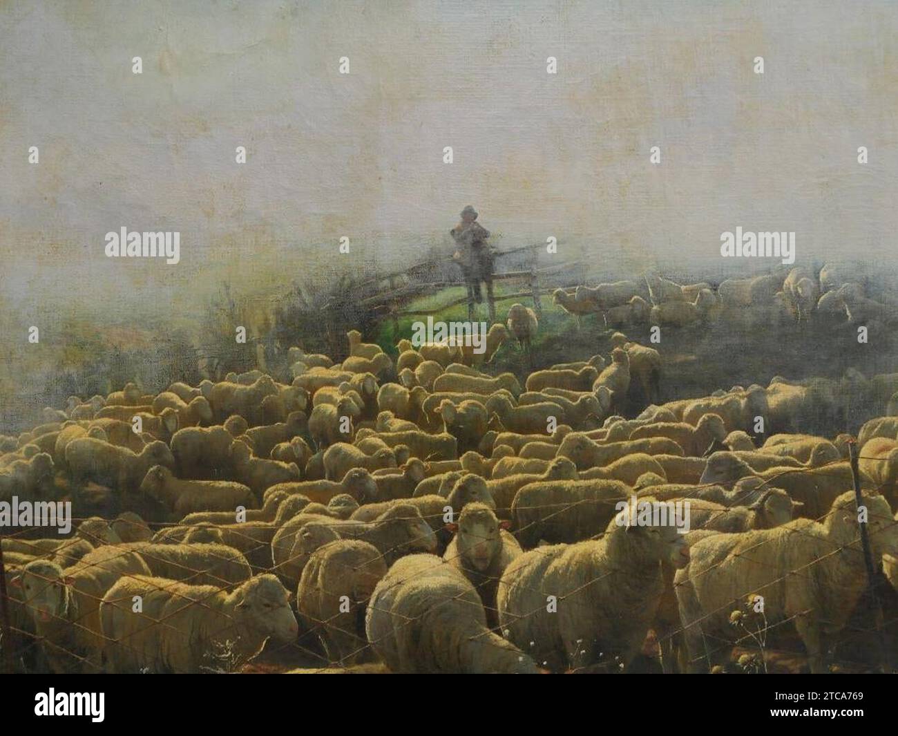 Painting of sheep by Herman Johannes van der Weele (1852-1930 Stock ...