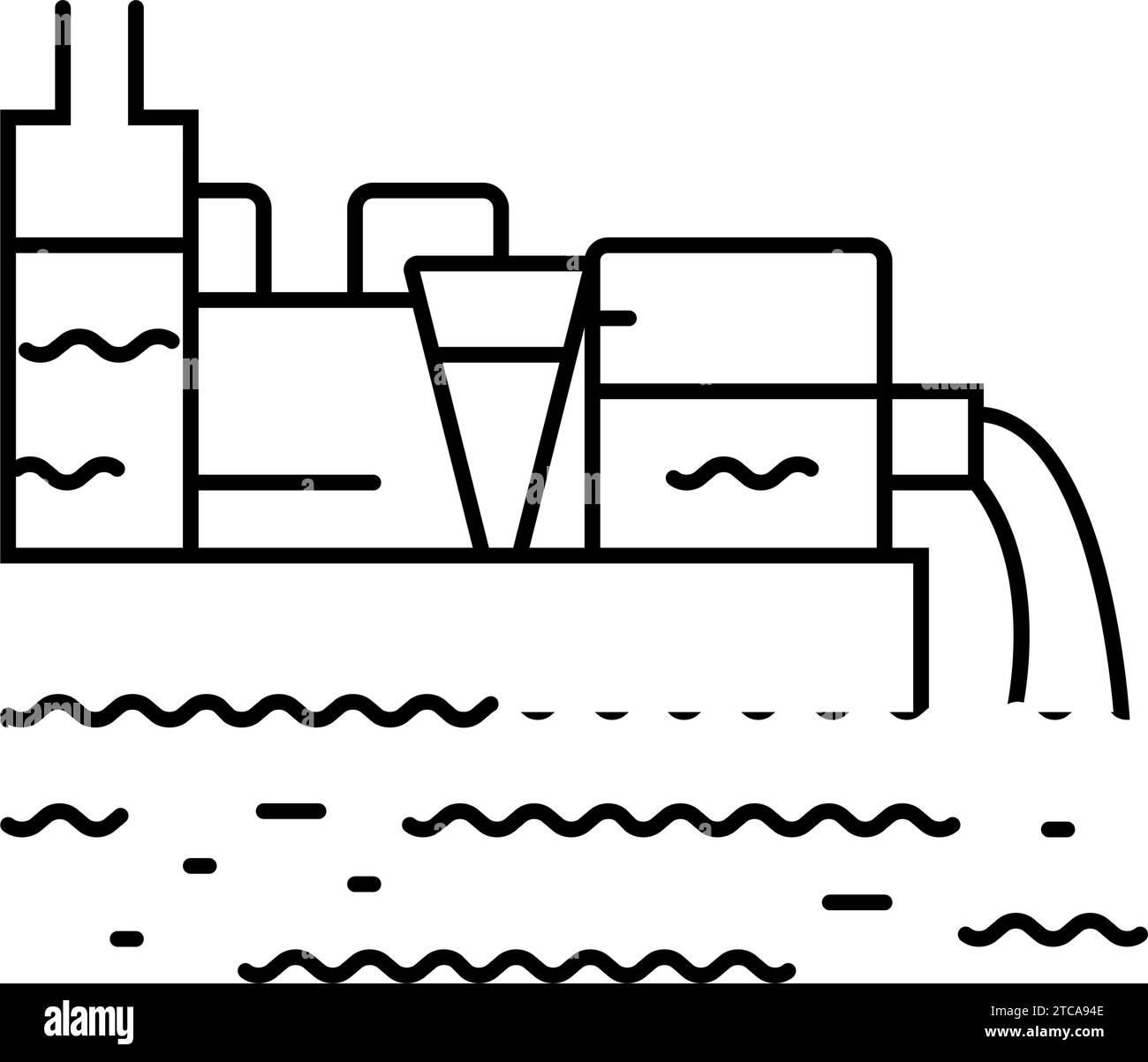 marine sewage treatment line icon vector illustration Stock Vector ...