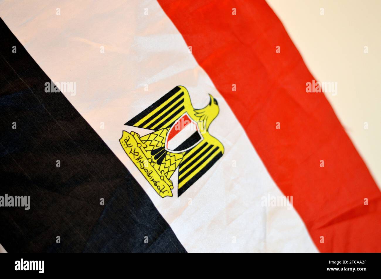The national flag of Egypt, a tricolour consisting of the three equal ...