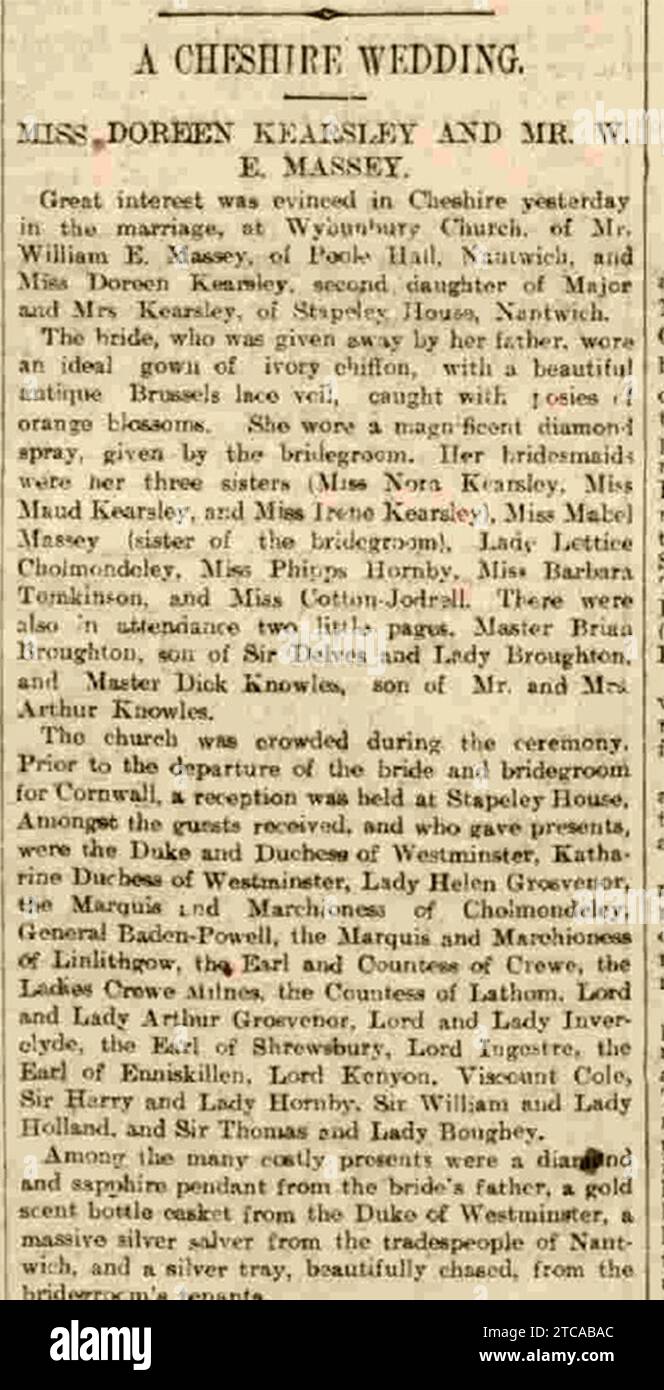 Wedding at Stapeley House 1904 Stock Photo - Alamy