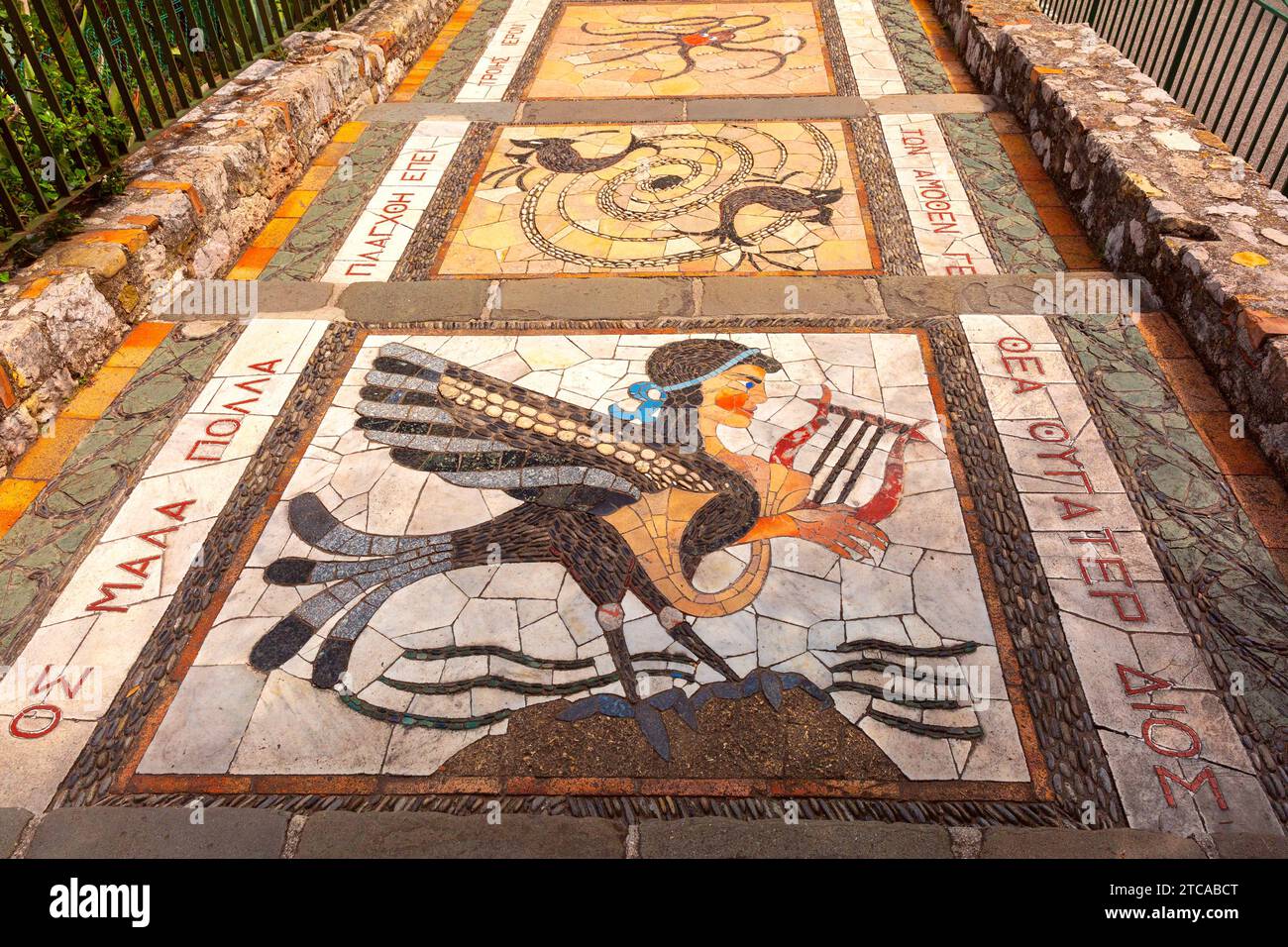 Mosaic path in the park on Castle Hill, Nice, French Riviera, France ...