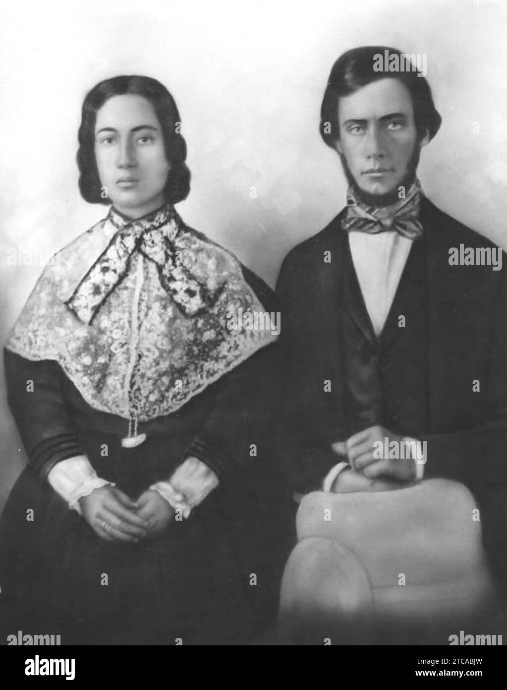 Wedding portrait of Mr. and Mrs. Charles Reed Bishop, June 4, 1850 ...