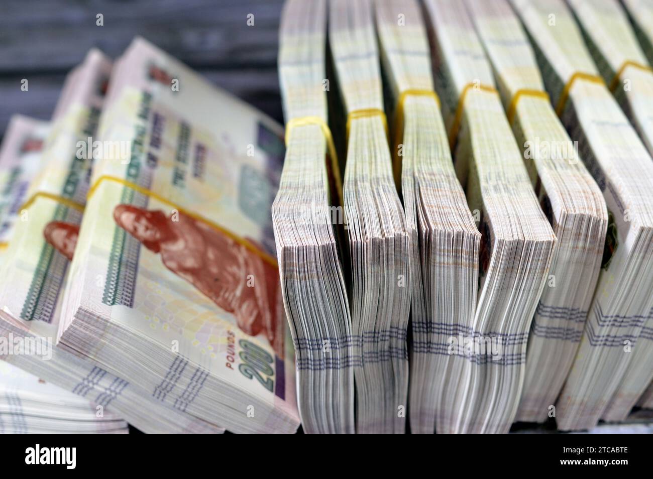 Piles and Stacks of Egypt money thousands of Pounds currency banknotes ...