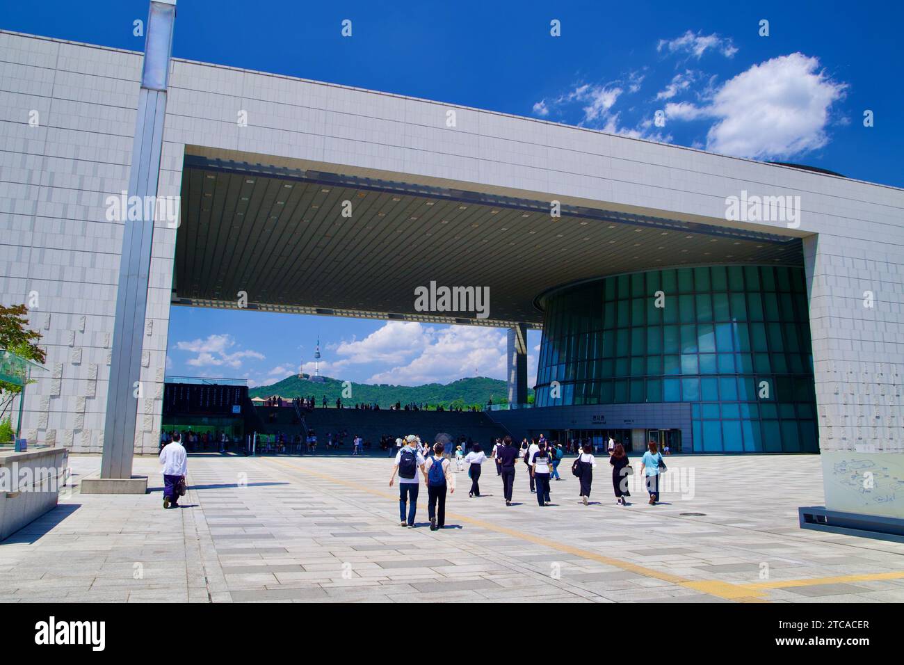 A wide-angle view captures the impressive front facade of the National ...