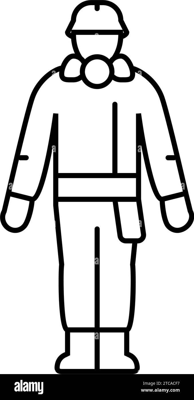 nuclear power plant worker energy line icon vector illustration Stock ...