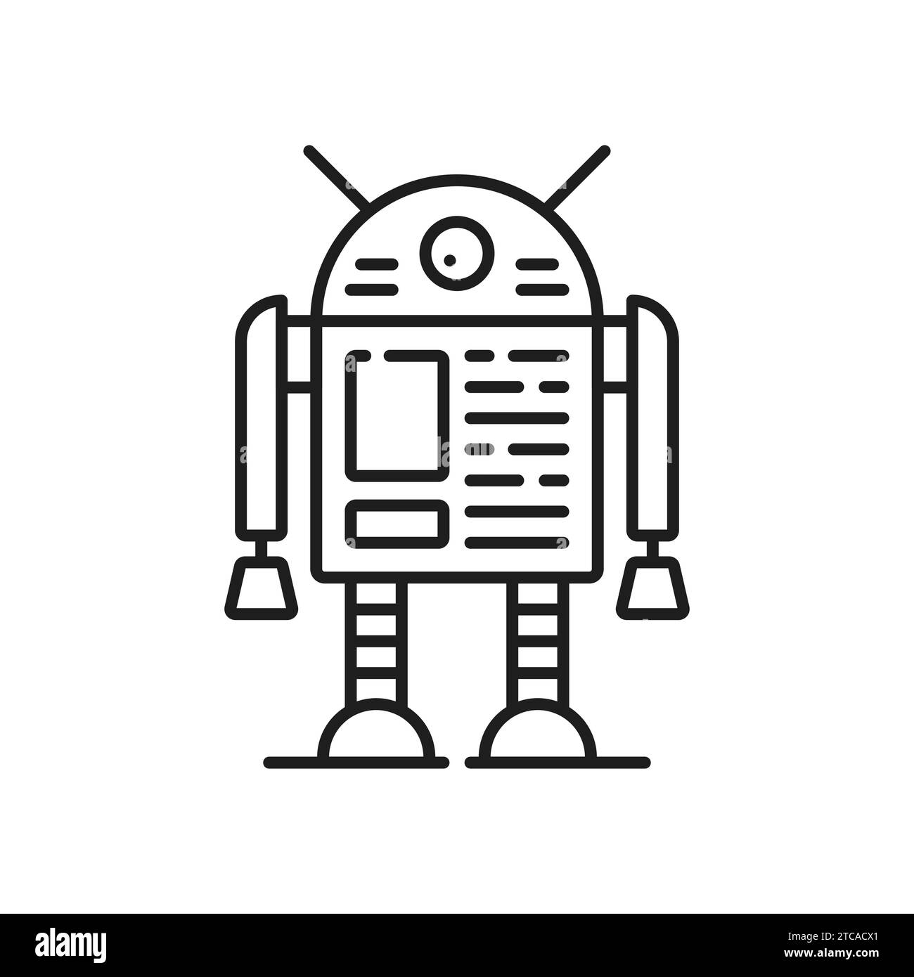 Robot line and outline icon. Isolated vector linear metallic humanoid ...