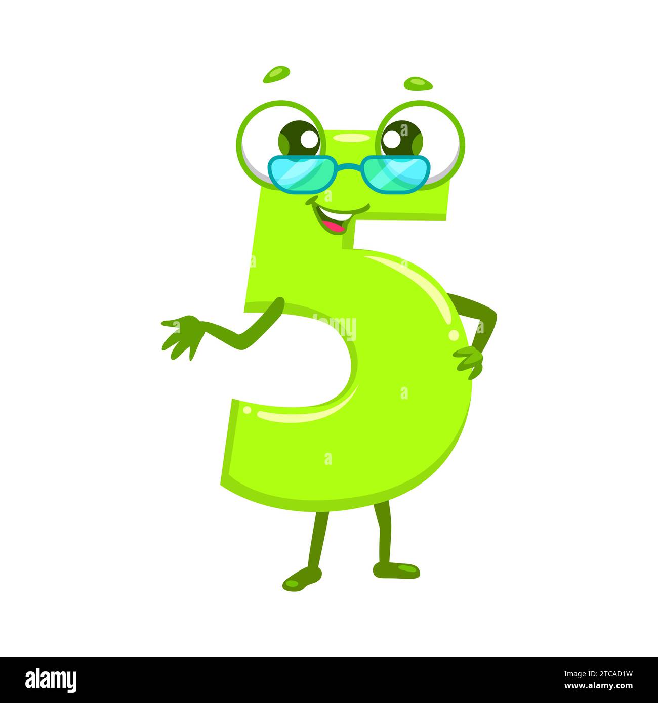 Cartoon funny math number five character. Arithmetic teacher number ...