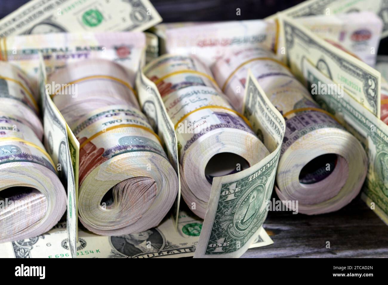 Piles and bundles of Egypt money thousands of Pounds currency banknotes ...