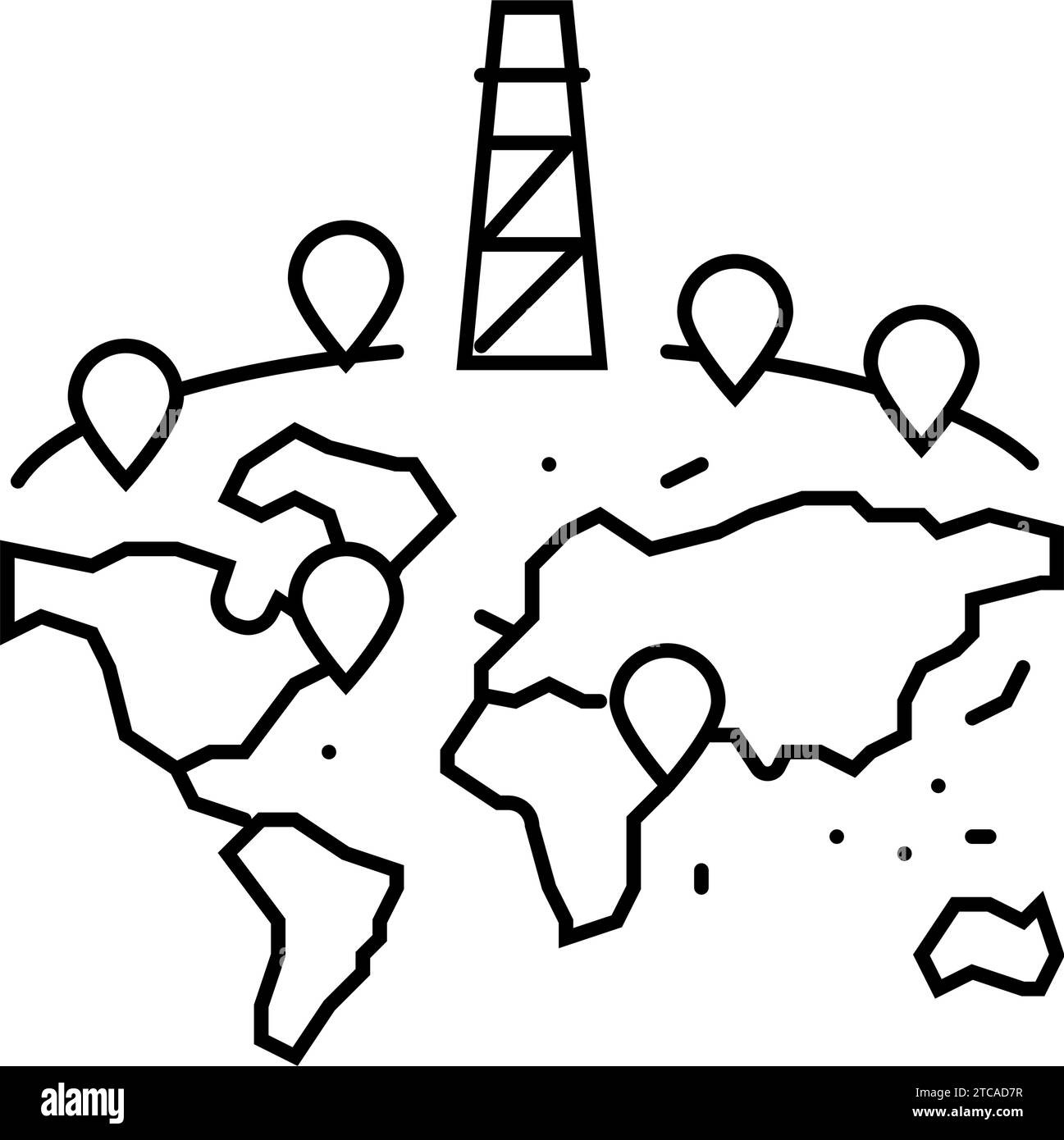 oil field mapping petroleum engineer line icon vector illustration ...