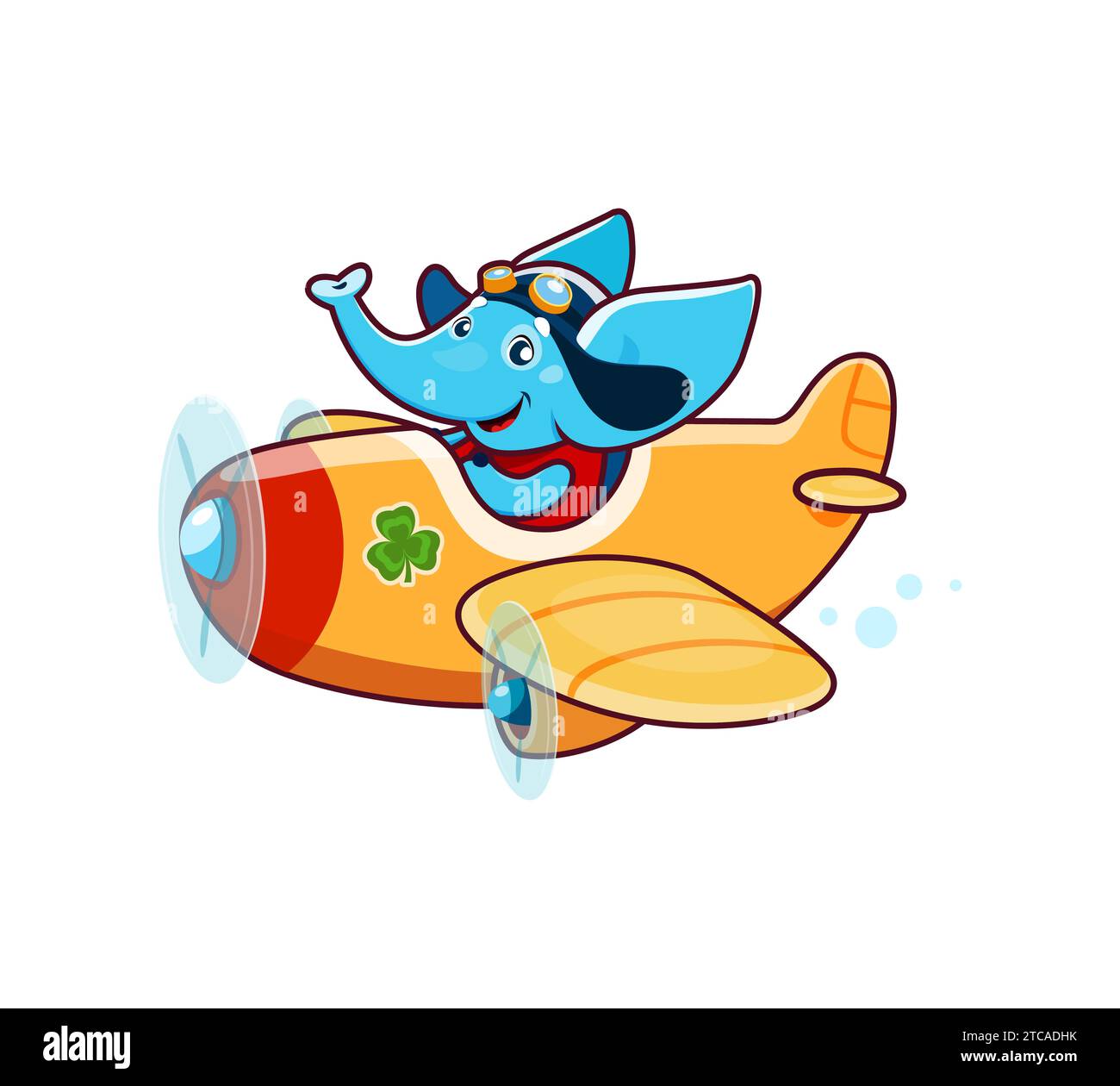 Cartoon cute elephant animal pilot on plane or toy airplane, kids ...