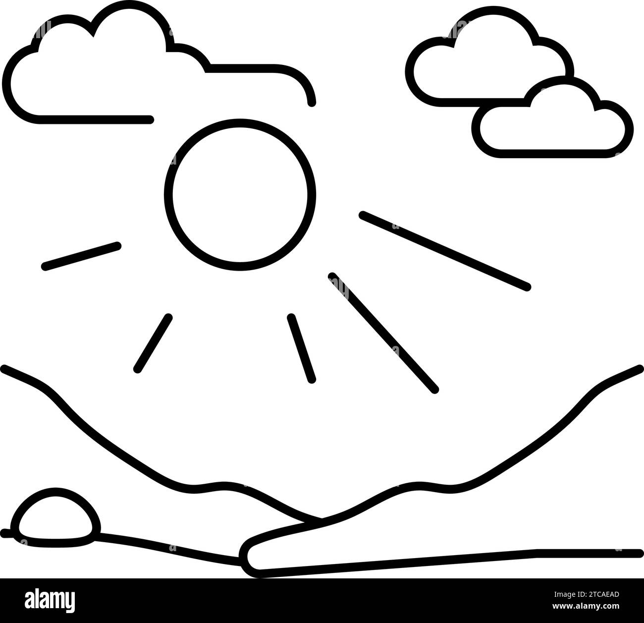 sunny day sun summer sunlight line icon vector illustration Stock ...