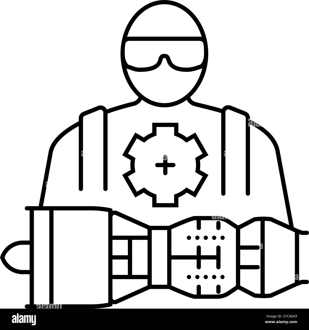 aircraft maintenance aeronautical engineer line icon vector ...