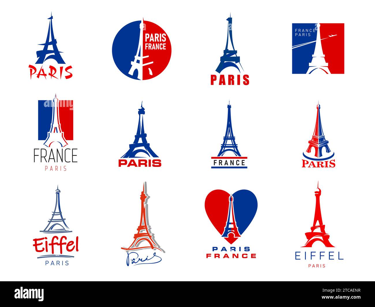 Paris Eiffel tower icons, France travel symbols. Paris famous landmark ...