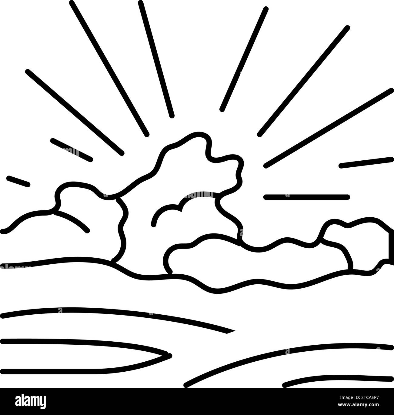 sun rays summer sunlight line icon vector illustration Stock Vector ...