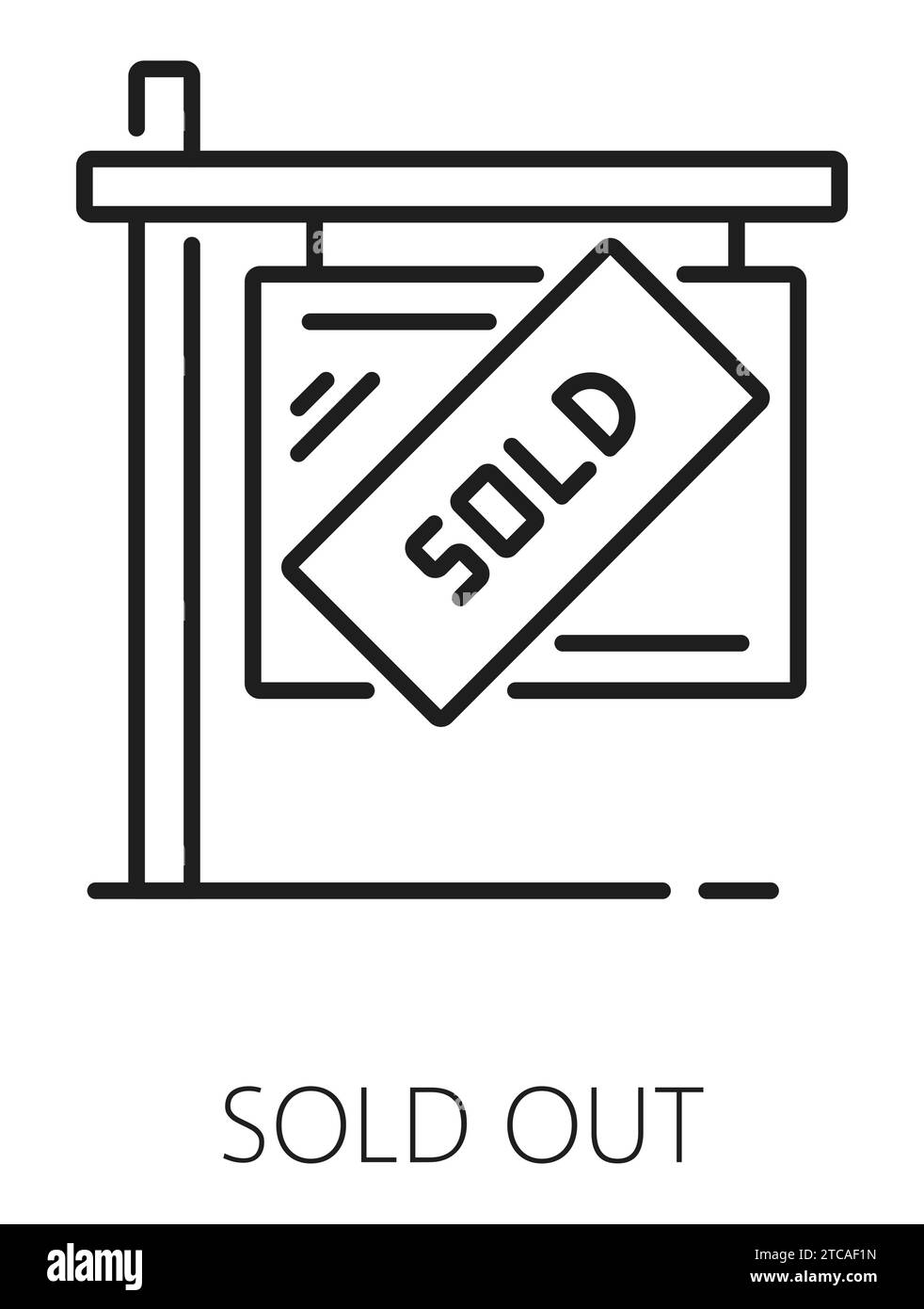 Real estate icon of house sold sign for home and residential apartment ...