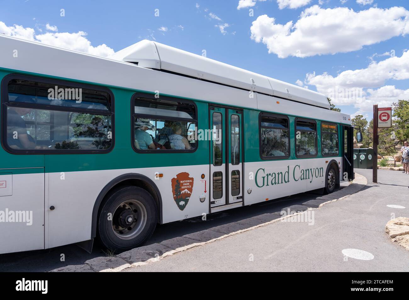 A Grand Canyon shuttle bus in Grand Canyon National Park in Arizona ...