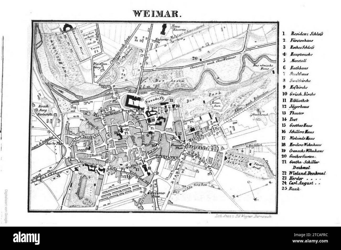 Weimar map 1860 Stock Photo - Alamy