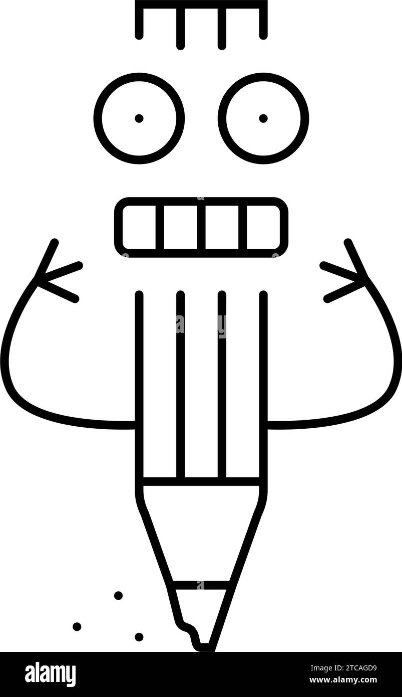 face pen character line icon vector illustration Stock Vector Image ...