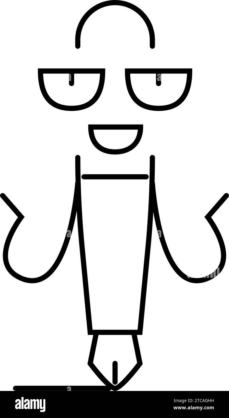 funny pen character line icon vector illustration Stock Vector Image ...