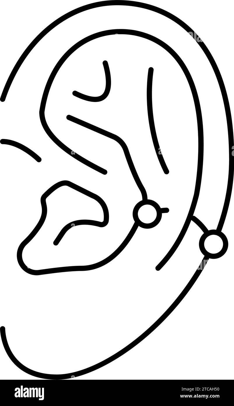 anti helix piercing earring line icon vector illustration Stock Vector ...