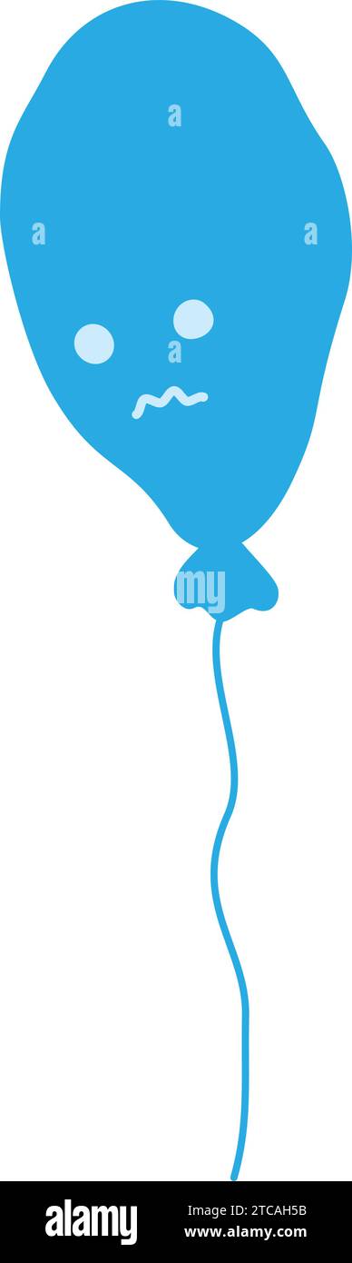 Deflated balloon with sad face in trendy blue shades. Happy Blue Monday ...