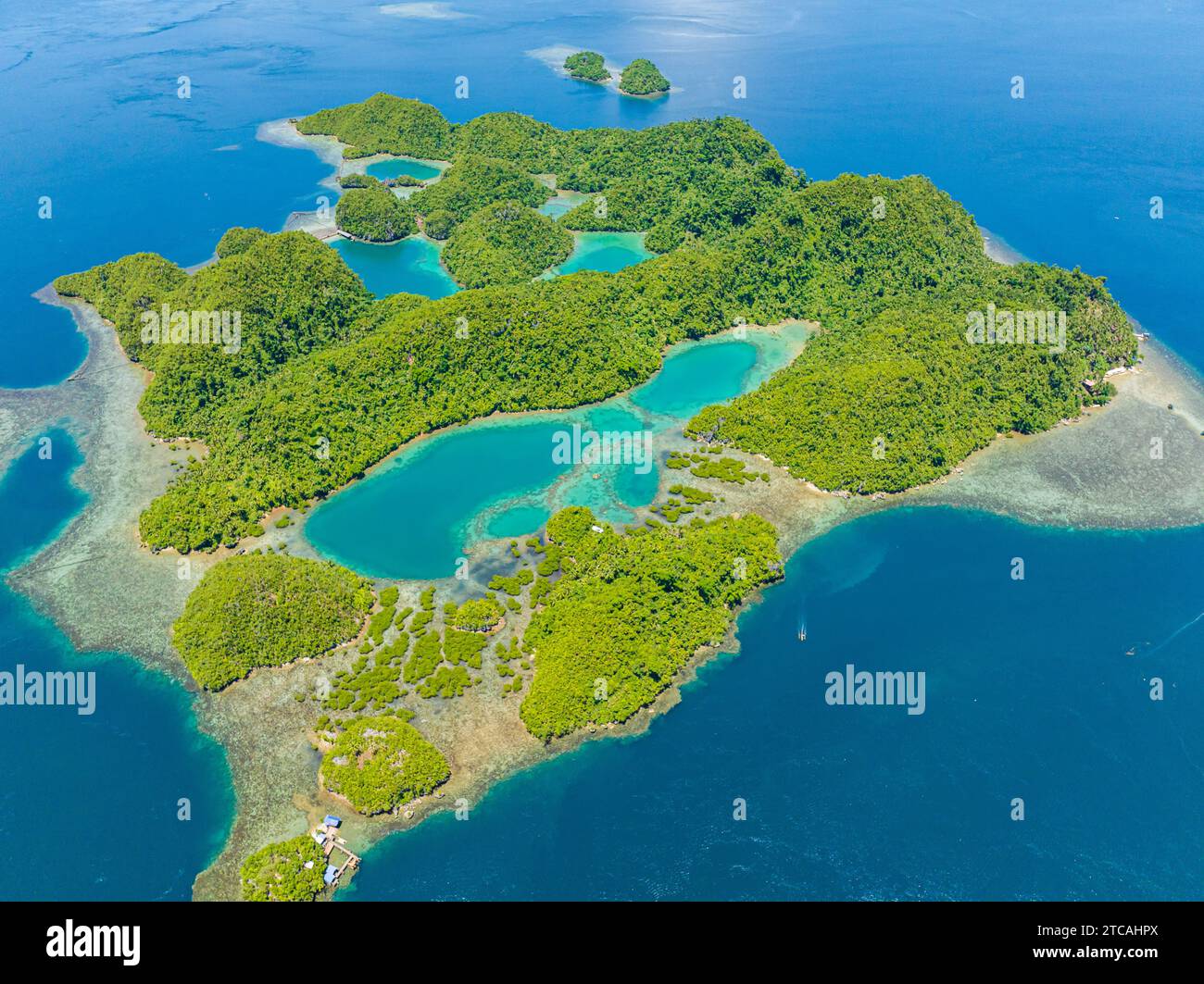 Beautiful lagoons in Tinago Island. Beach with turquoise water. Surigao ...