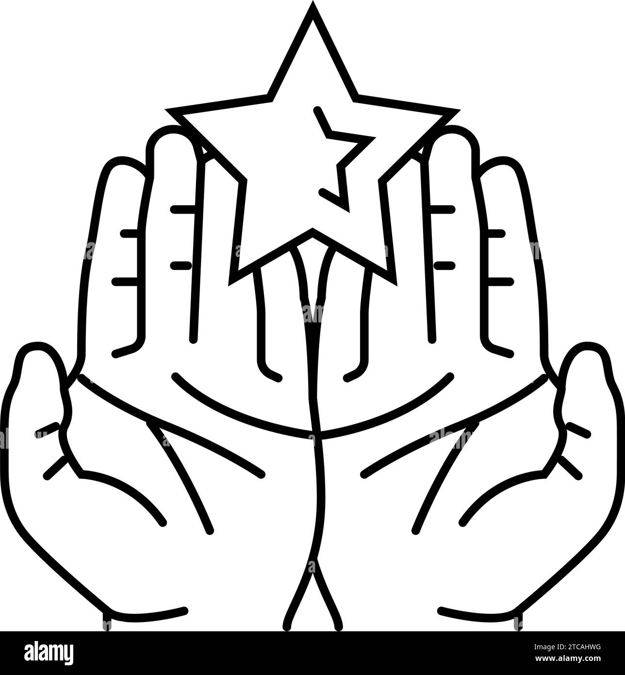 two hands holding star line icon vector illustration Stock Vector Image ...