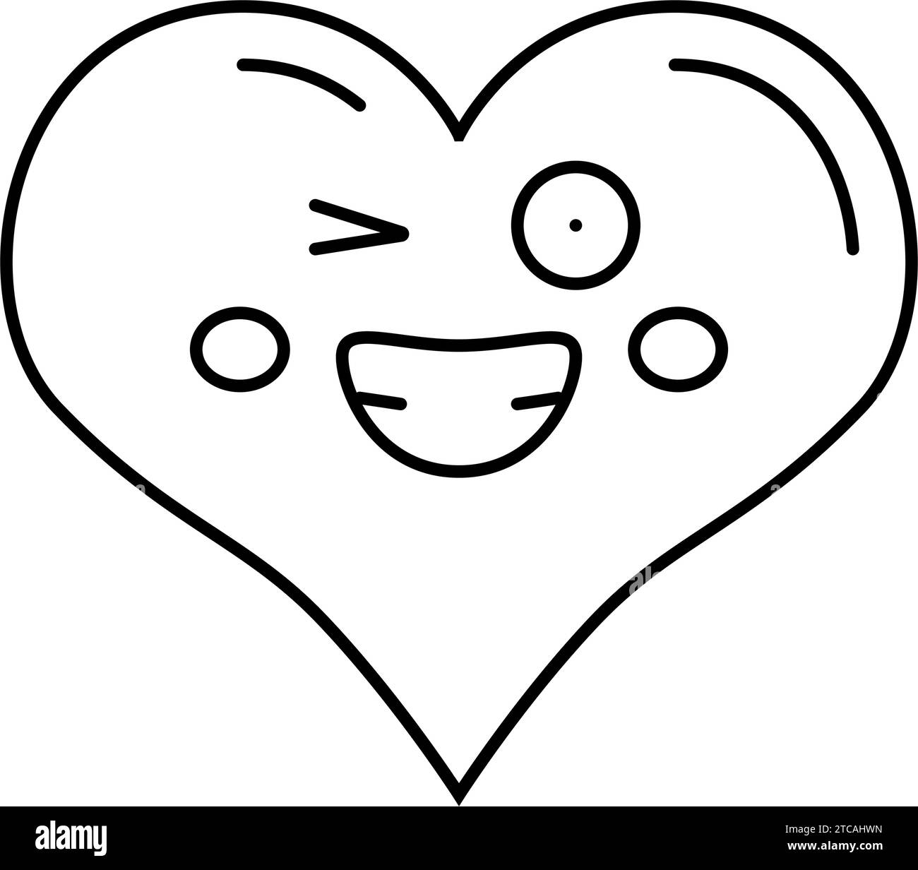heart smile character line icon vector illustration Stock Vector Image ...