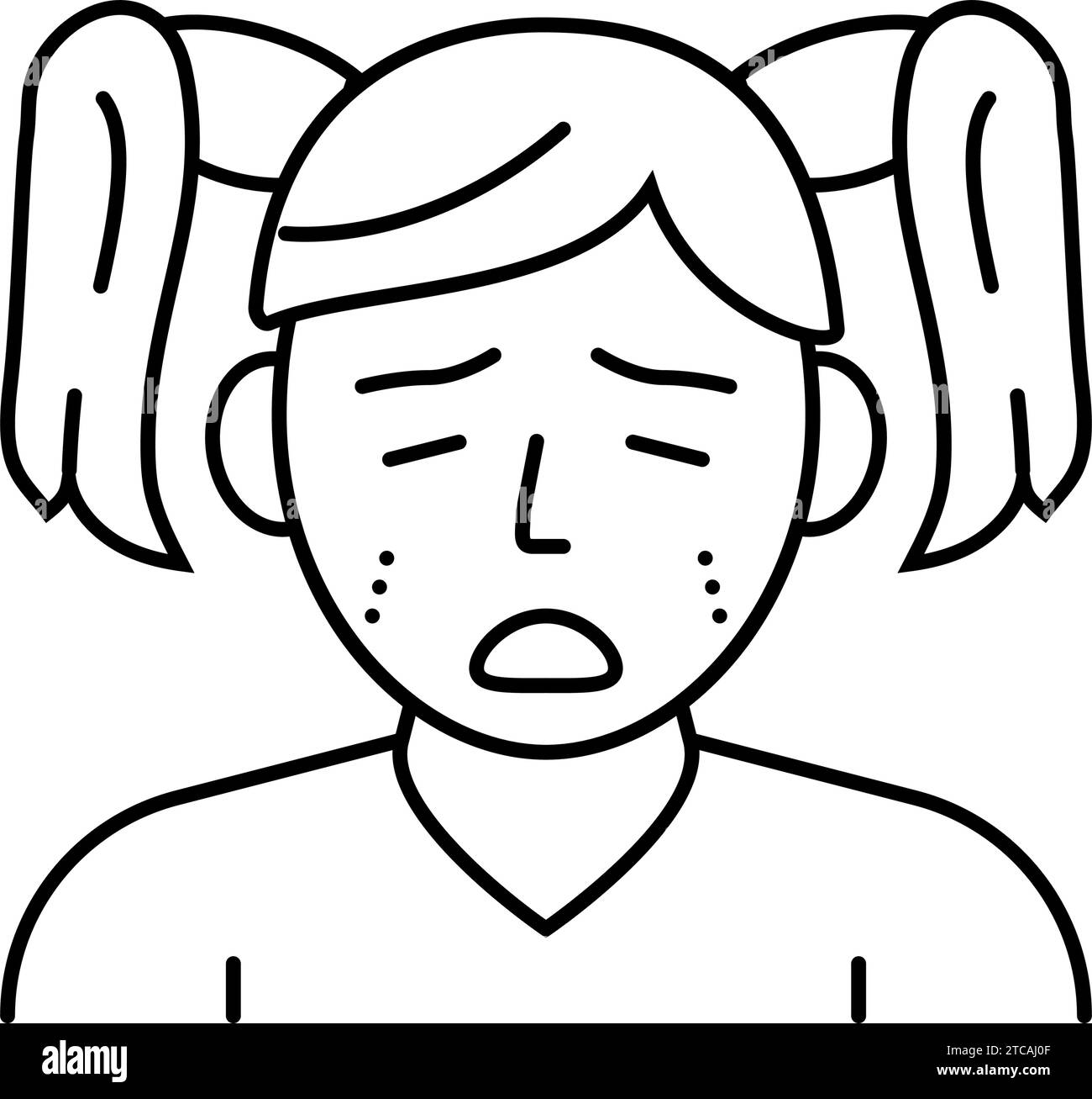 crying kid girl mood line icon vector illustration Stock Vector Image ...