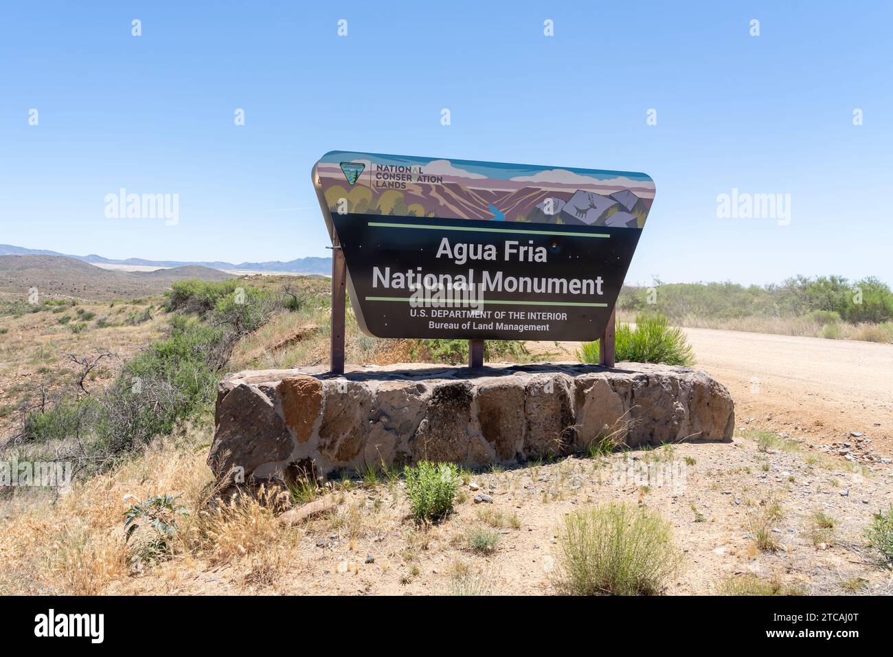 The entrance sign for Agua Fria National Monument in Arizona, USA Stock ...