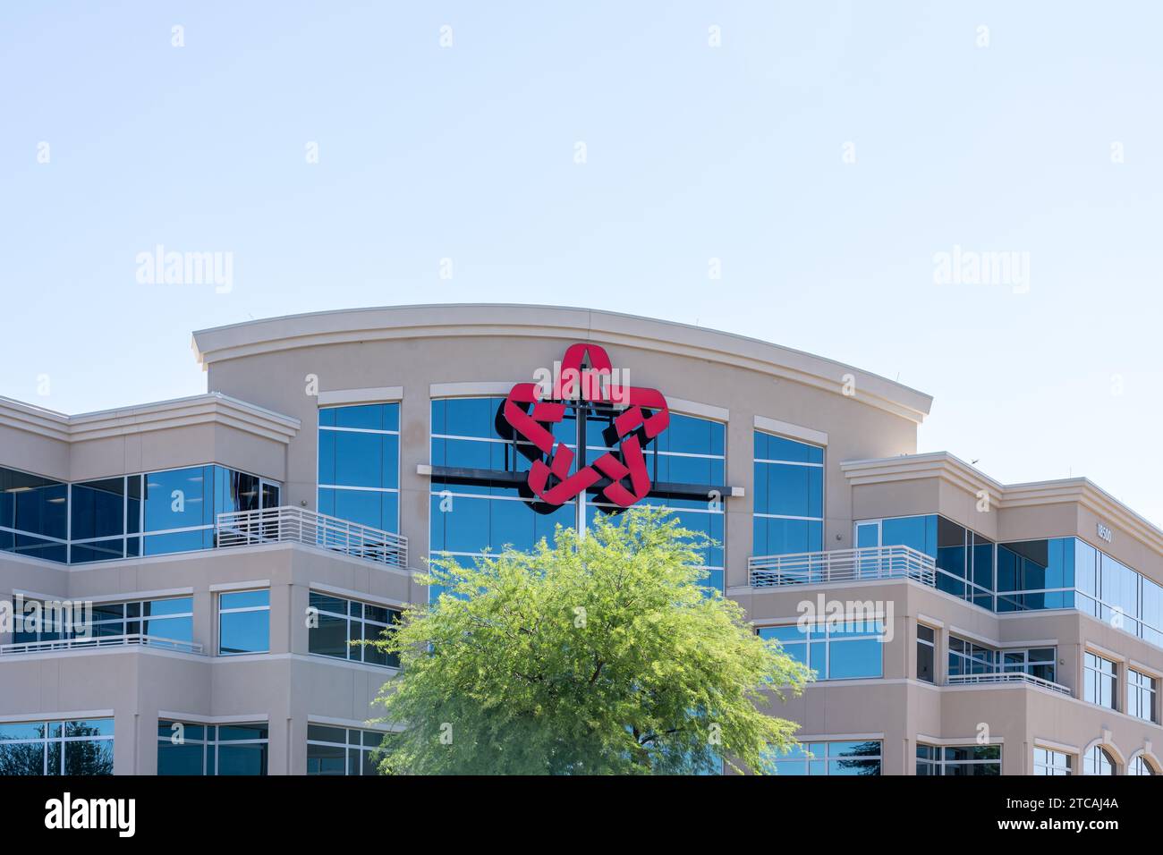 Republic Services logo on the building at its headquarters in Phoenix ...