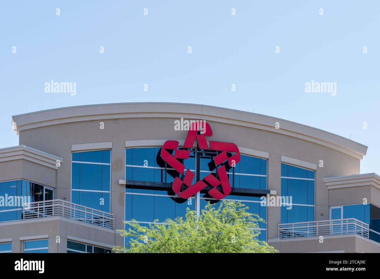 Republic Services logo on the building at its headquarters in Phoenix ...