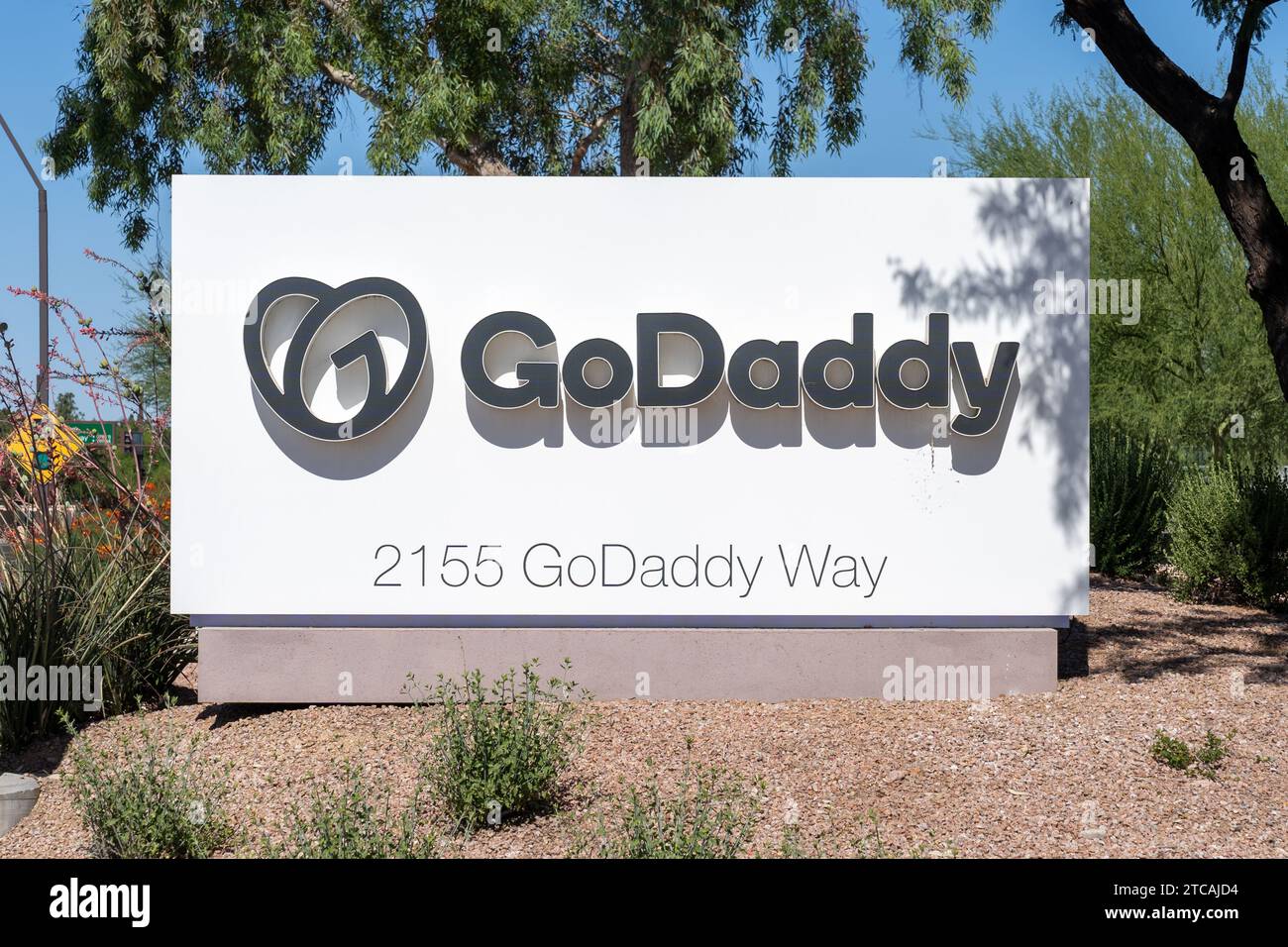 Godaddy ground sign at the headquarters in Tempe, Arizona, USA Stock ...
