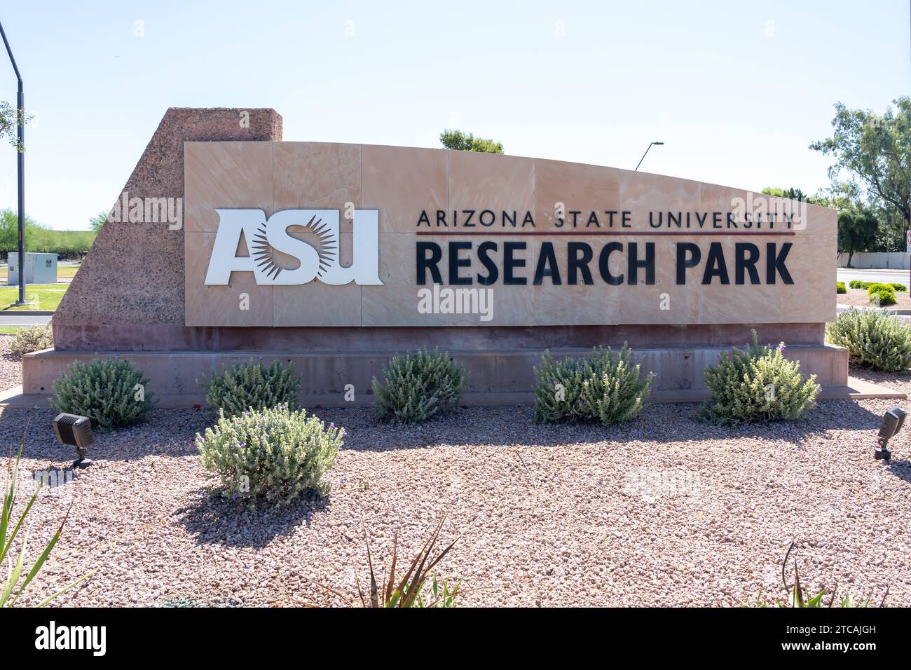 The sign of Arizona State University Research Park in Tempe, Arizona ...