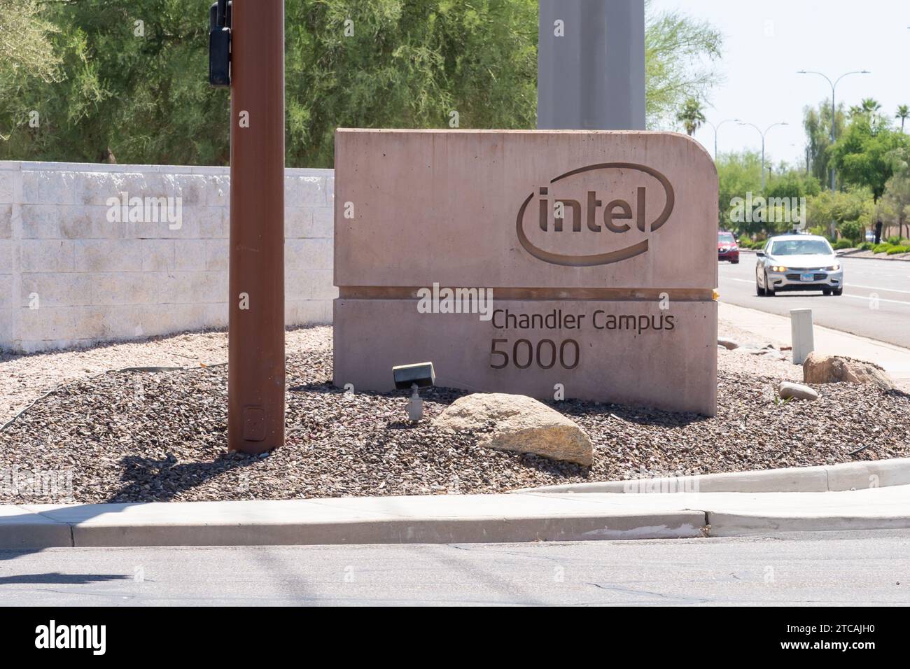 The sign outside the Intel - Chandler Campus in Chandler, Arizona, USA ...