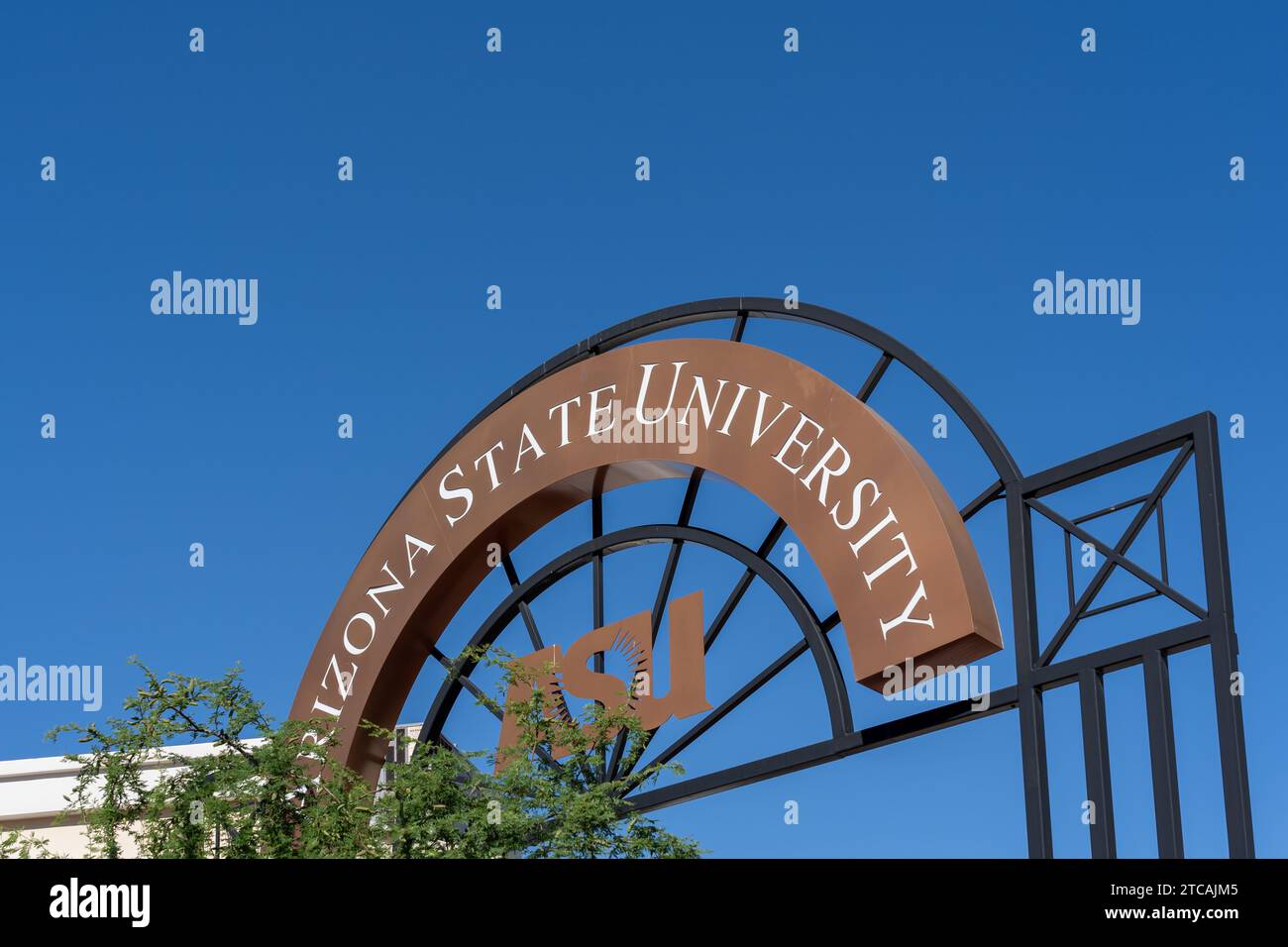 Arizona State University - ASU sign on the archway in Downtown Phoenix ...