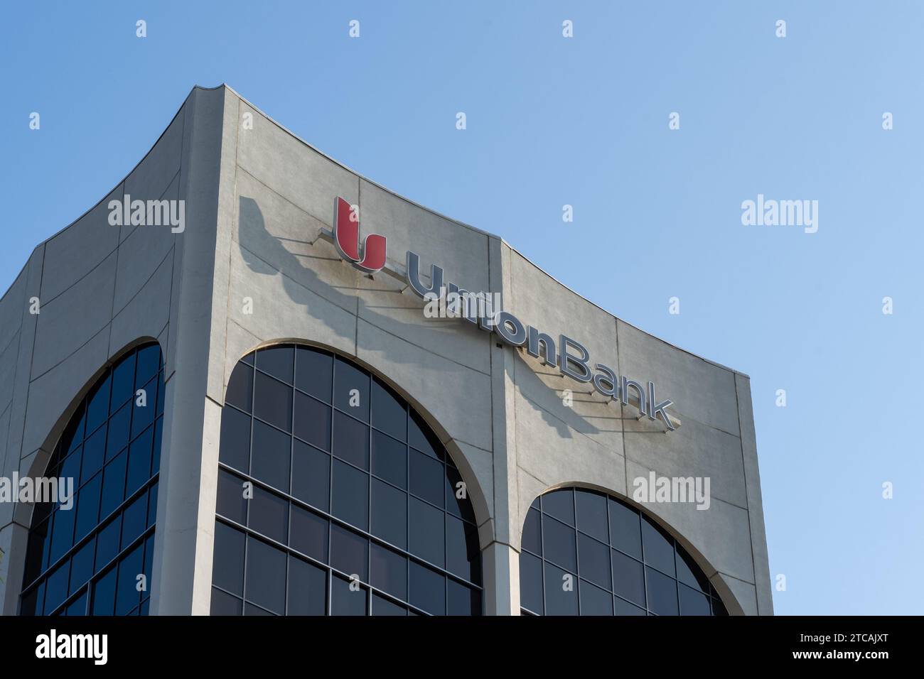 Union Bank logo and sign on the building in Long Beach, California, USA ...