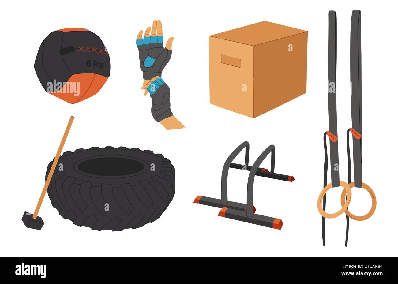 Vector workout objects set. Gym equipment flat design. Collection on ...