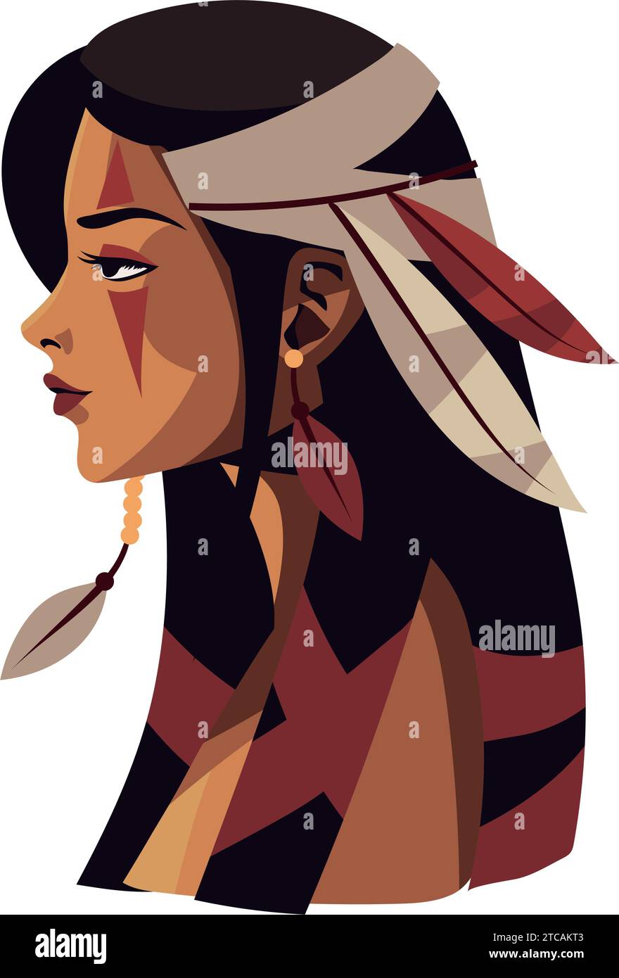 native american girl with feathers Stock Vector Image & Art - Alamy