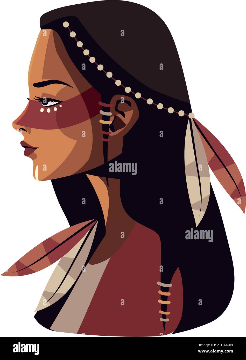 native american girl portrait Stock Vector Image & Art - Alamy