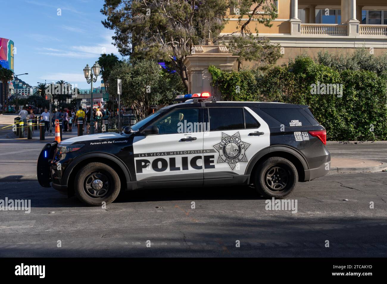 A Las Vegas Metropolitan police car is seen at Las Vegas Strip in ...