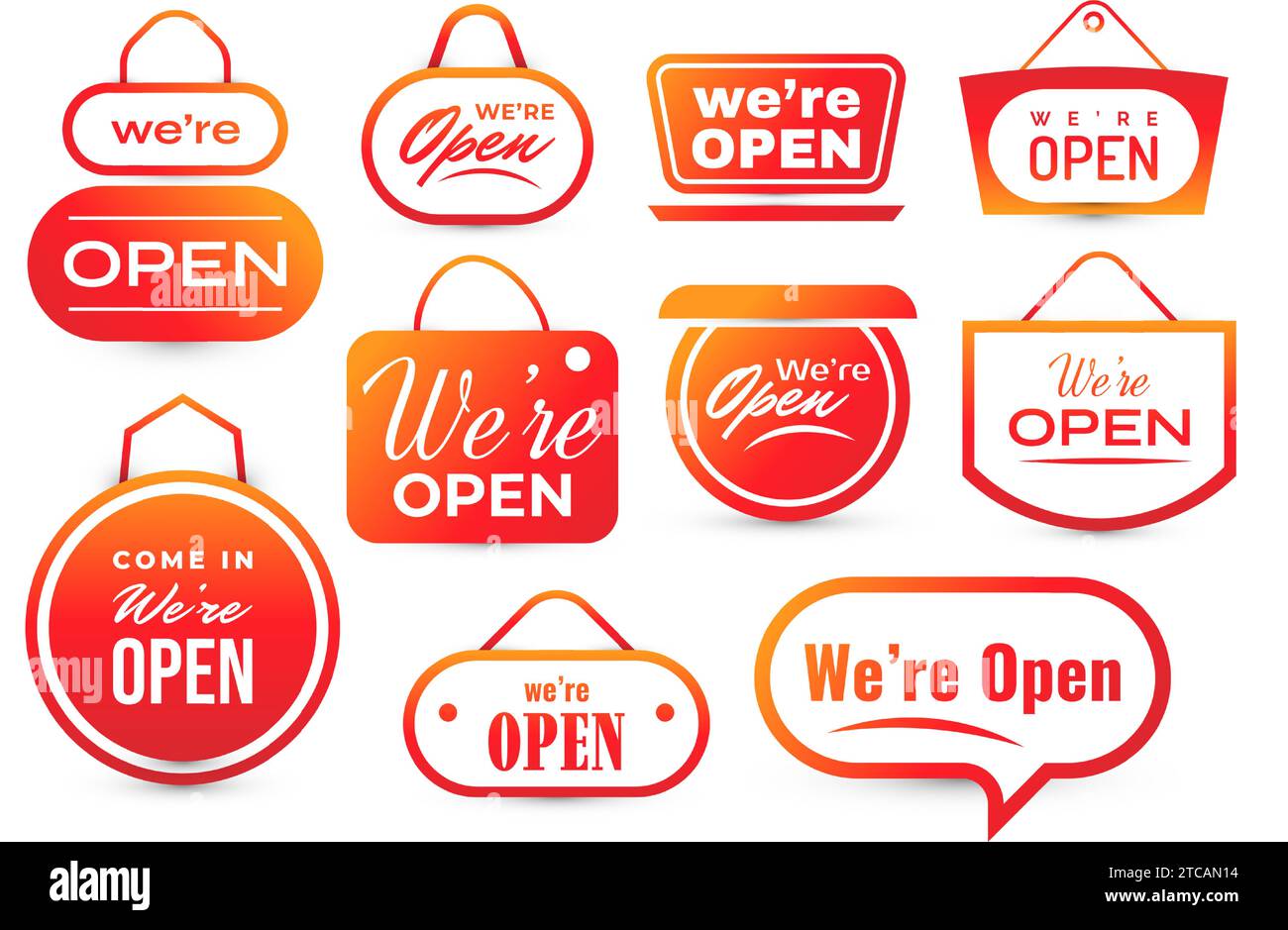 We Are Open, Text Collection for Sticker, Flyer, Header, Banner ...