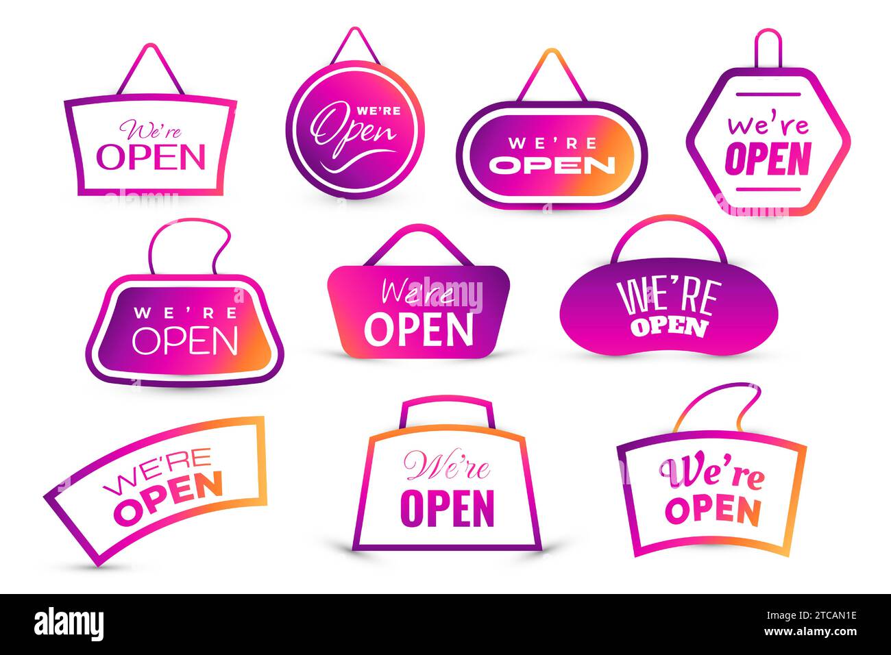 We Are Open, Text Collection for Sticker, Flyer, Header, Banner ...