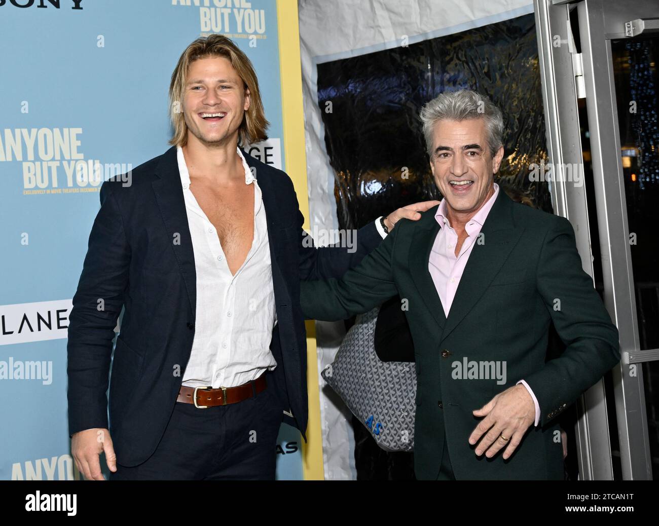 Joe Davidson, left, and Dermot Mulroney attend the premiere of "Anyone ...