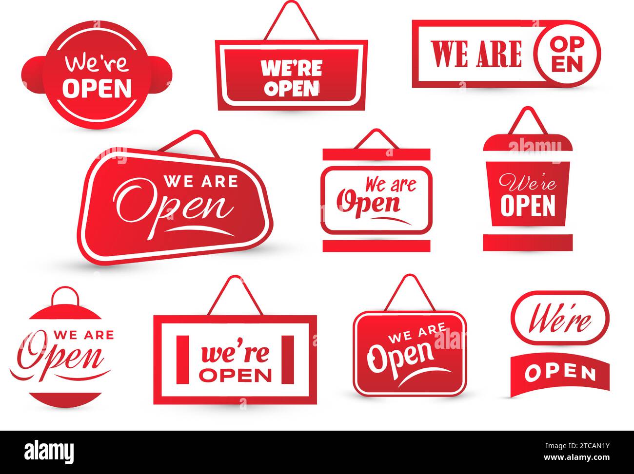 We Are Open, Text Collection for Sticker, Flyer, Header, Banner ...