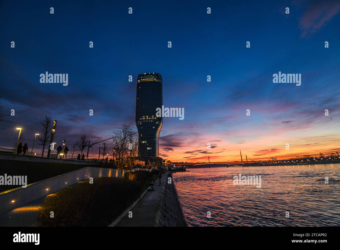 Belgrade Waterfront and Tower at sunset, Serbia Stock Photo - Alamy