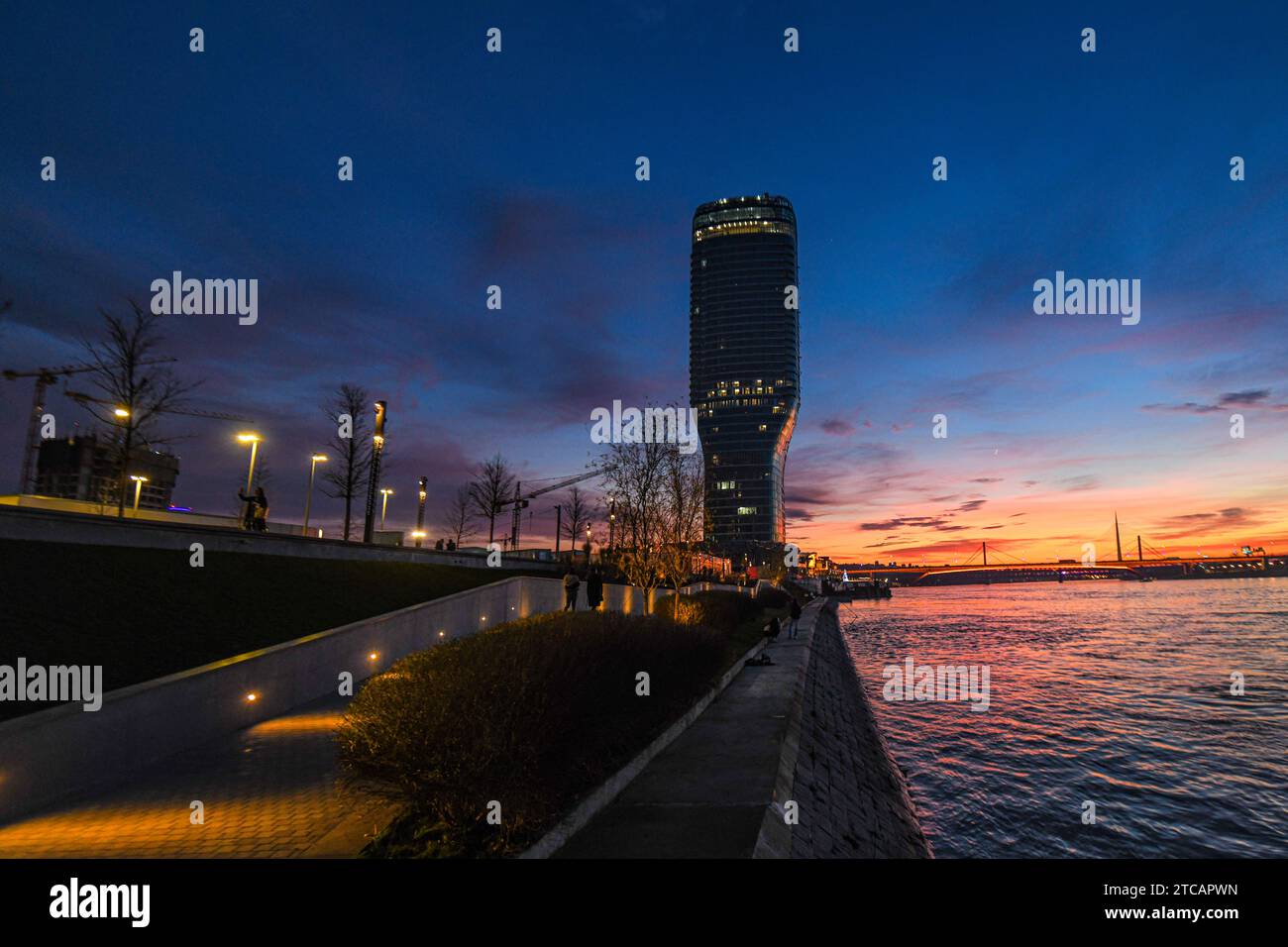 Belgrade Waterfront and Tower at sunset, Serbia Stock Photo - Alamy